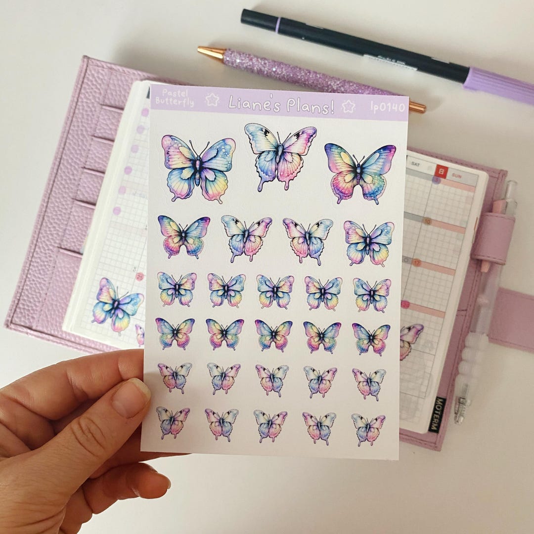 Transparent Rainbow Butterfly Planner Stickers: Journaling Supplies - Etsy