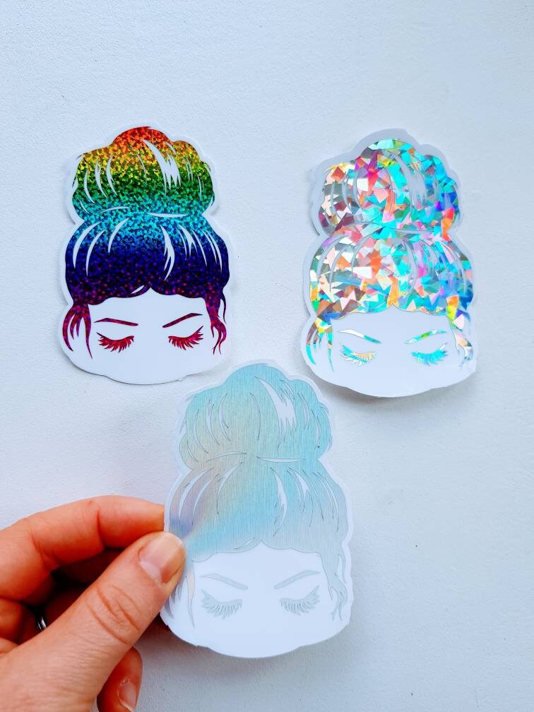 Messy Bun Vinyl Decal Girl Sticker Planner Decal Journal | Etsy