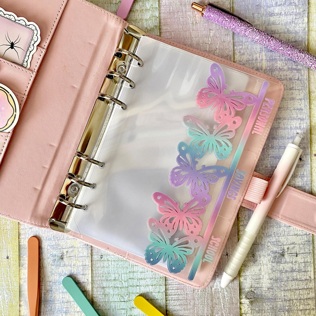 Rainbow Butterfly Planner Dividers for Ring & Disc Binder, Side Tab Set ...