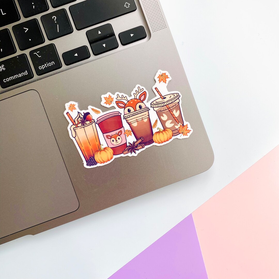 Autumn Coffee Sticker, Aesthetic Fall Vinyl Die Cut, Laptop Decals ...