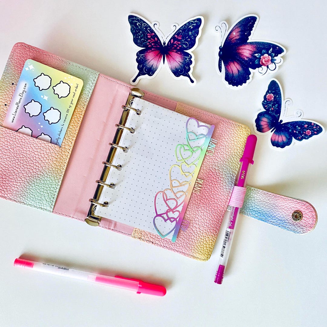 Rainbow Heart Planner Dividers for Ring & Disc Binder, Side Tab Set of ...