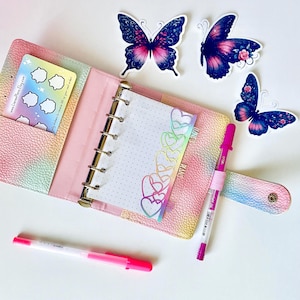 Rainbow Heart Planner Dividers for Ring & Disc Binder, Side Tab Set of ...