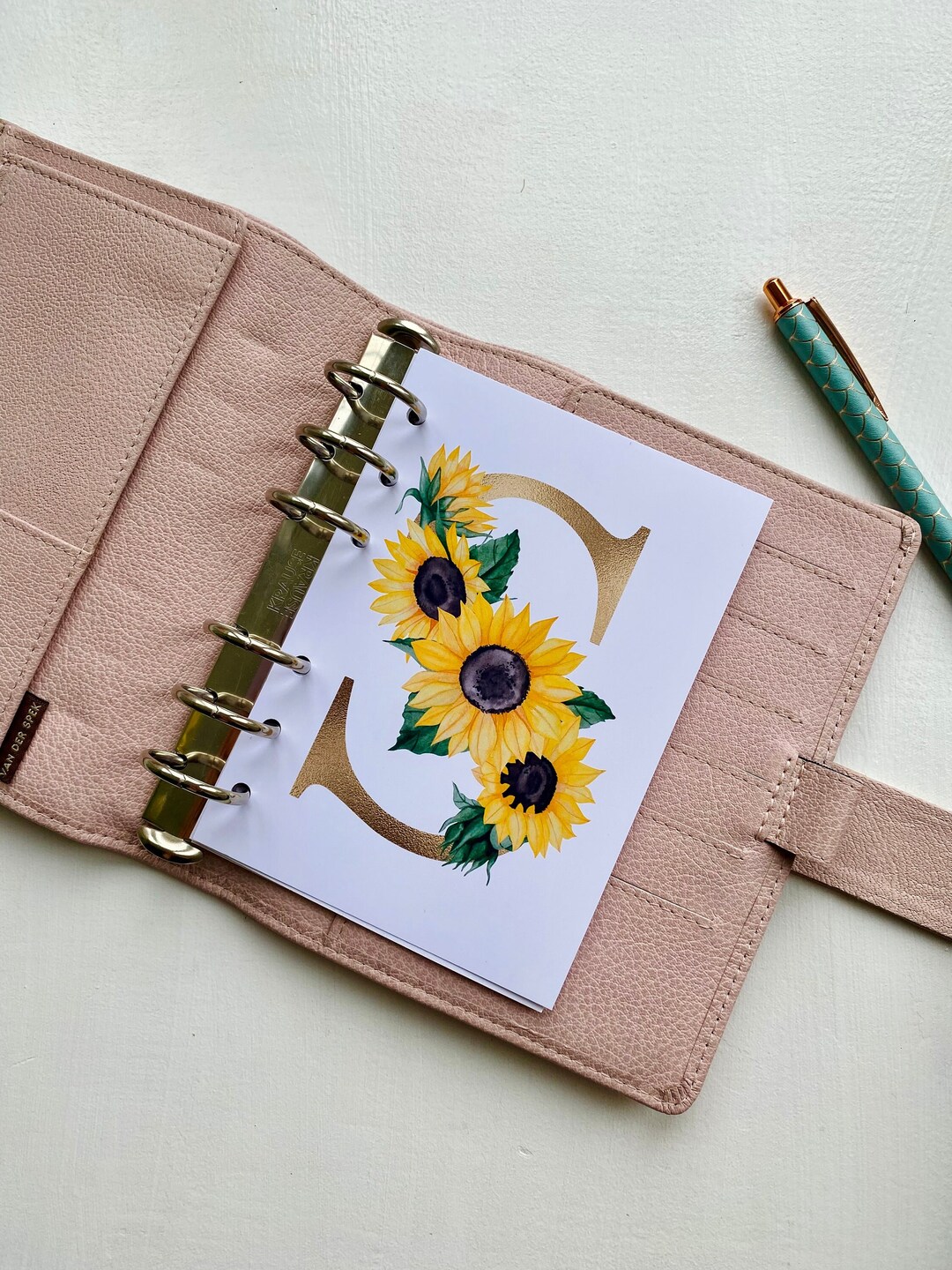 Sunflower Monogram Planner Dashboard, Autumn Floral Alphabet Print ...