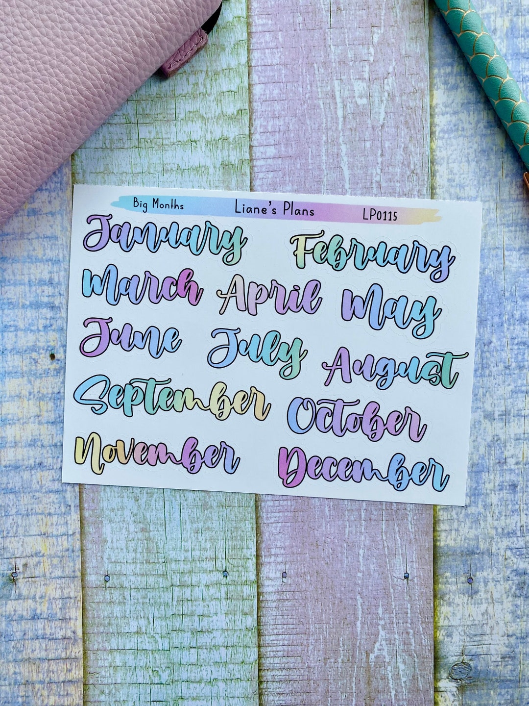 12 Large Months of the Year Planner Stickers Large Pastel - Etsy
