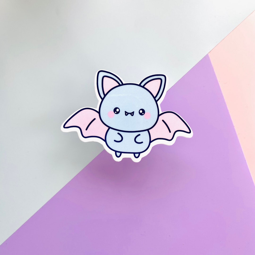 Kawaii Bat Sticker: Blue Pastel Halloween Vinyl Sticker - Etsy