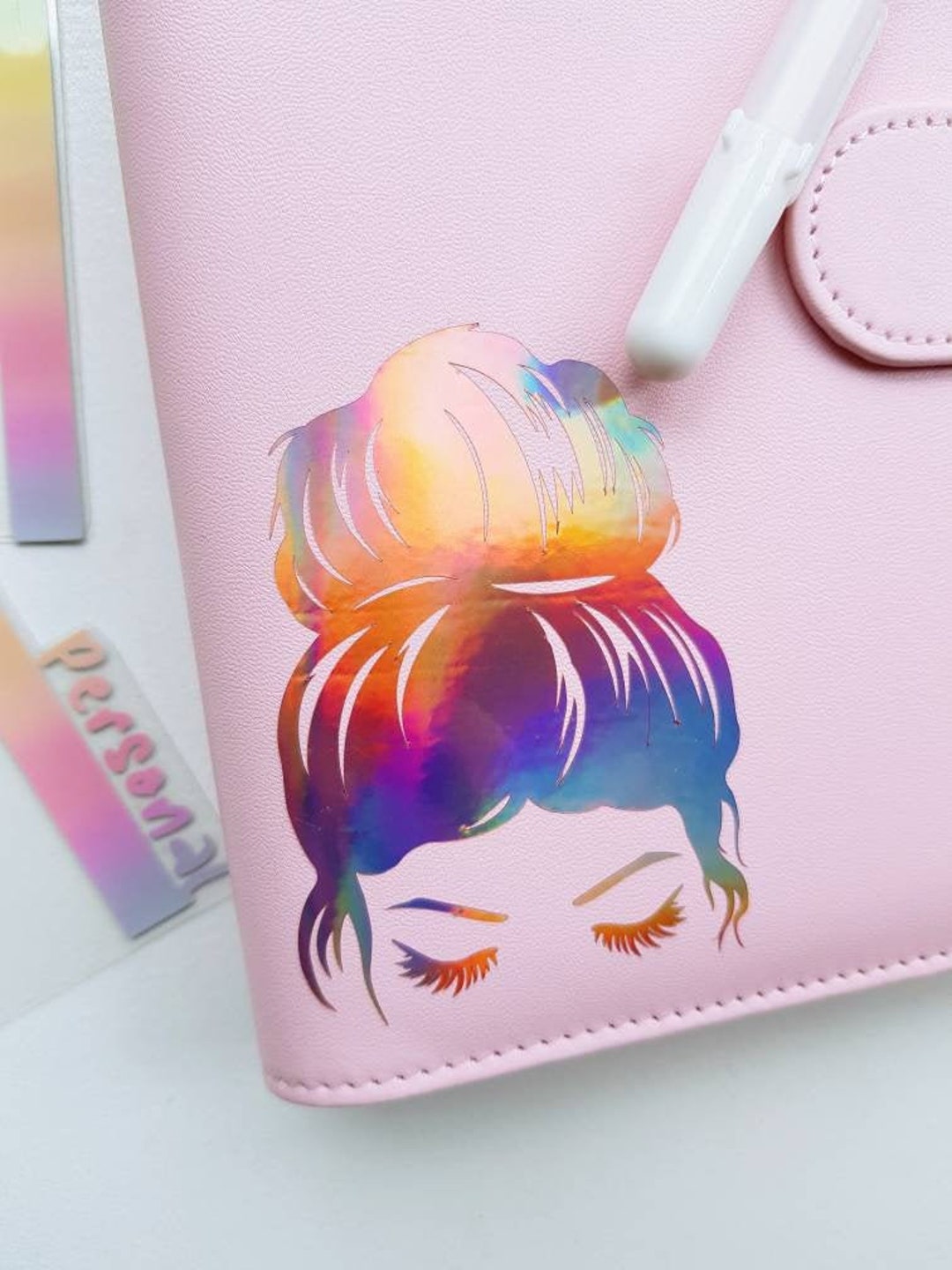 Messy Bun Vinyl Decal, Girl Sticker, Planner Decal, Journal Supplies ...