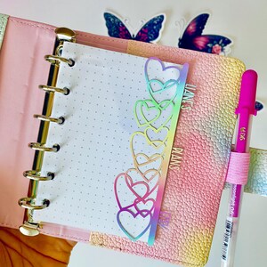 Rainbow Heart Planner Dividers for Ring & Disc Binder, Side Tab Set of ...