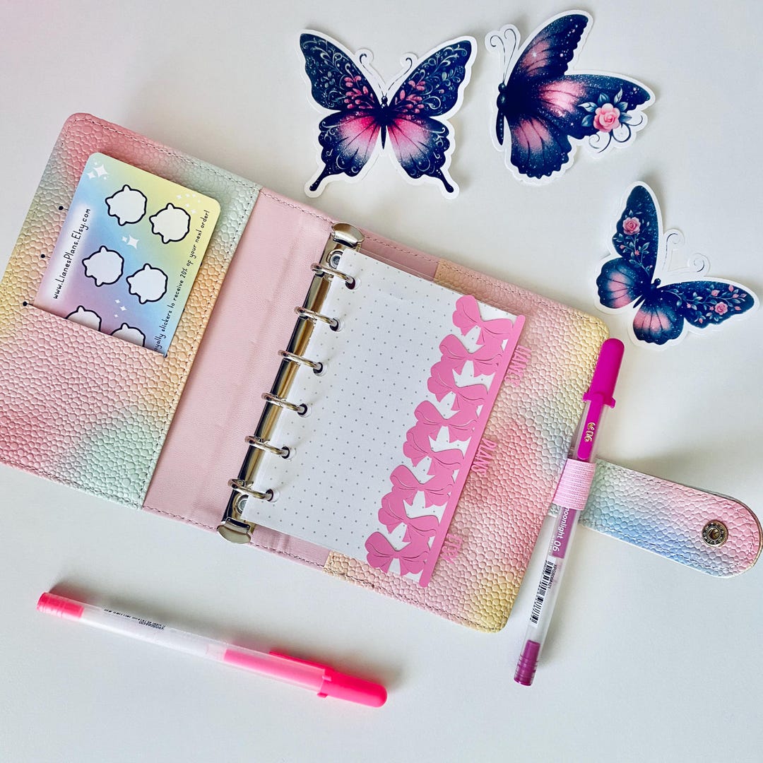 Pastel Bow Dividers for Rings and Disc Journals, 3 Pastel Clear Page ...