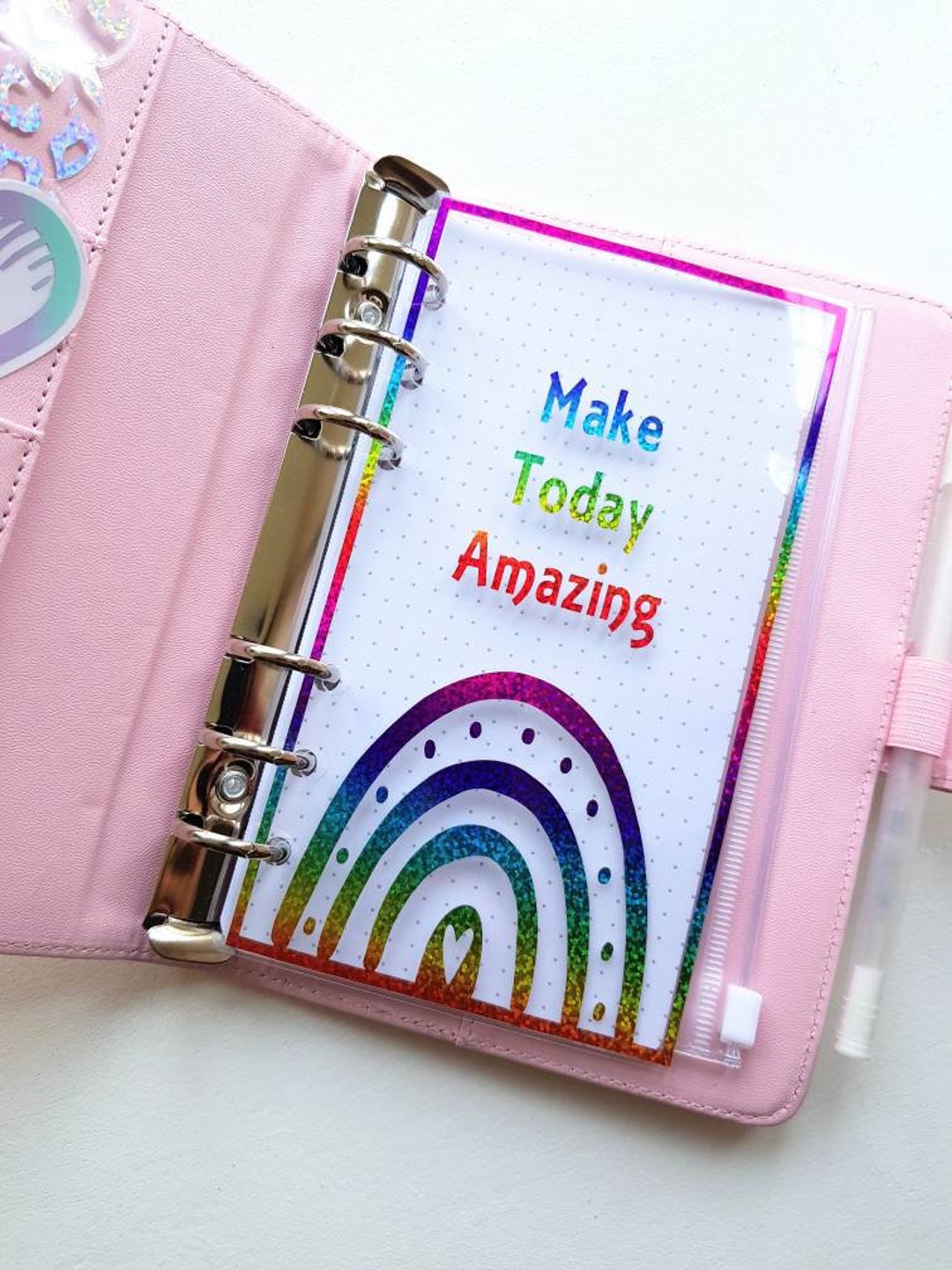 Rainbow Planner Dashboard, Motivational Quote Clear Binder Insert ...