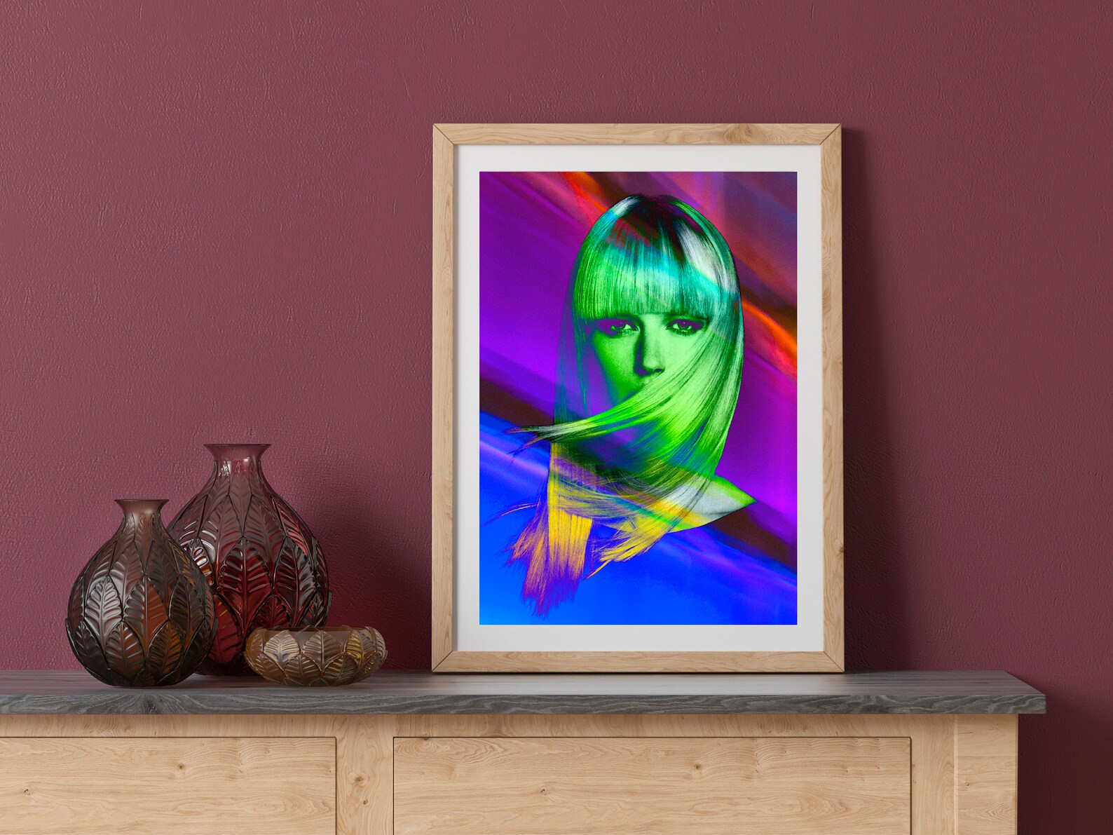 Printable Digital Collage in Neon Colors Fusion Pop Art Home Decor ...