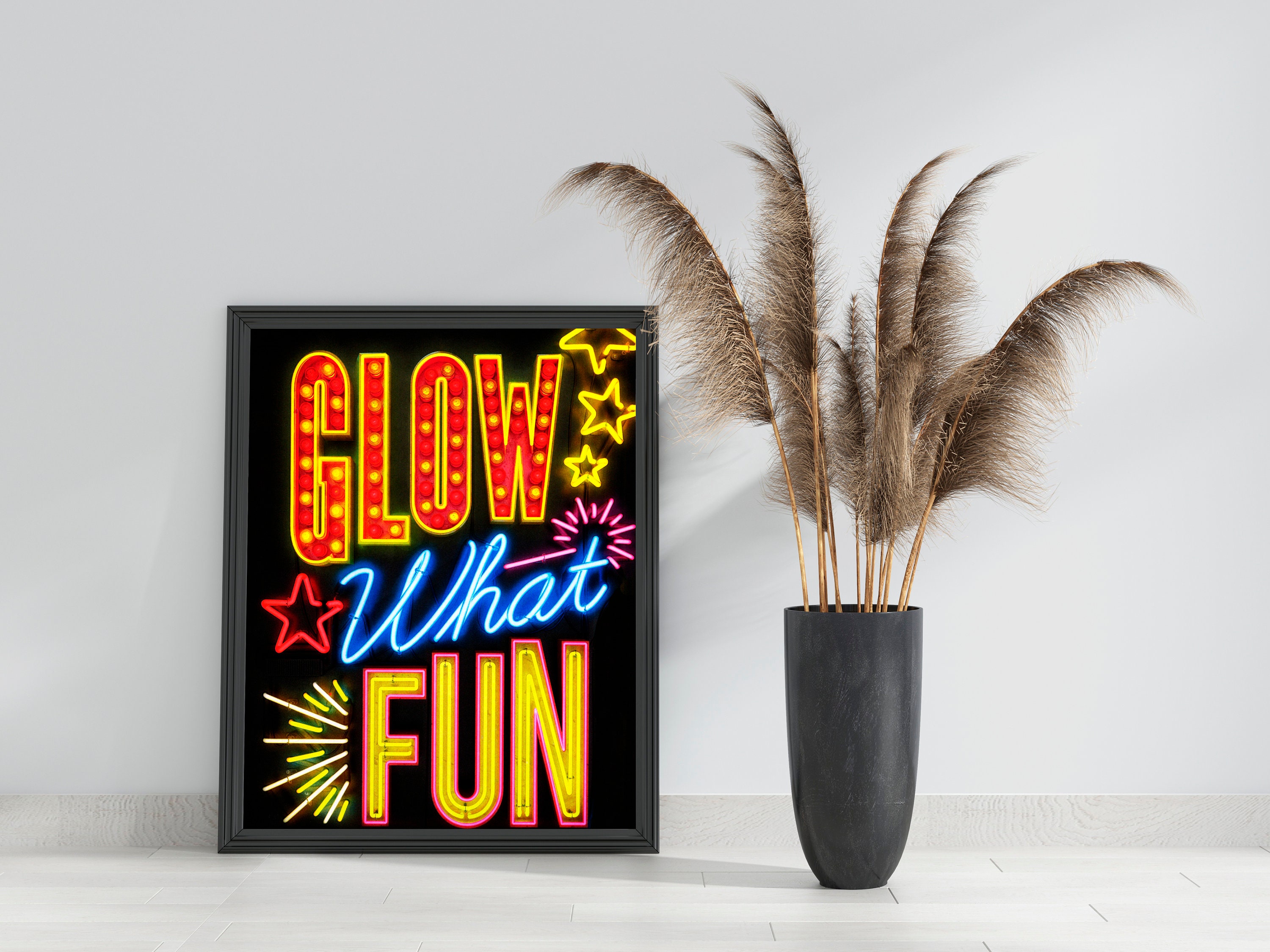 Glow Photography, Neon Fun Printable Wall Art, Contemporary Wall Decor ...