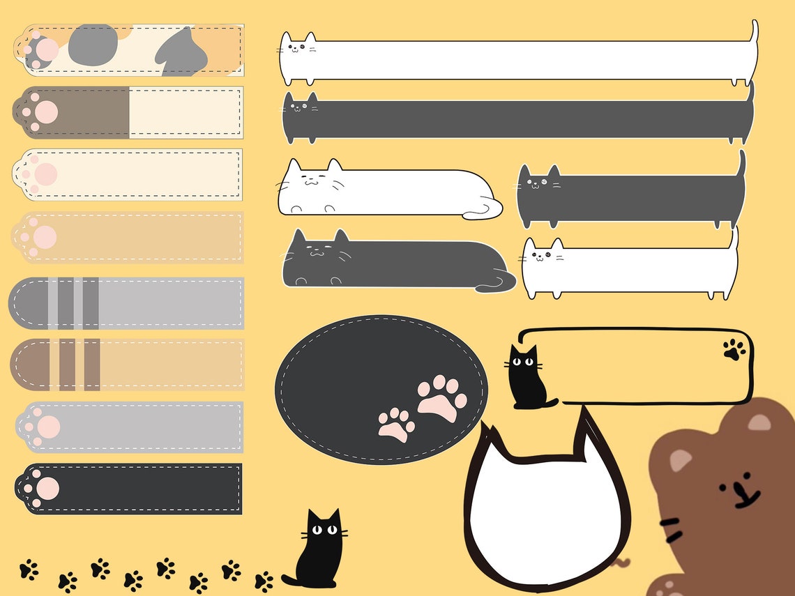 Cute Cartoon Cat Border | 132 PNG Files | Goodnotes, Onenote ...
