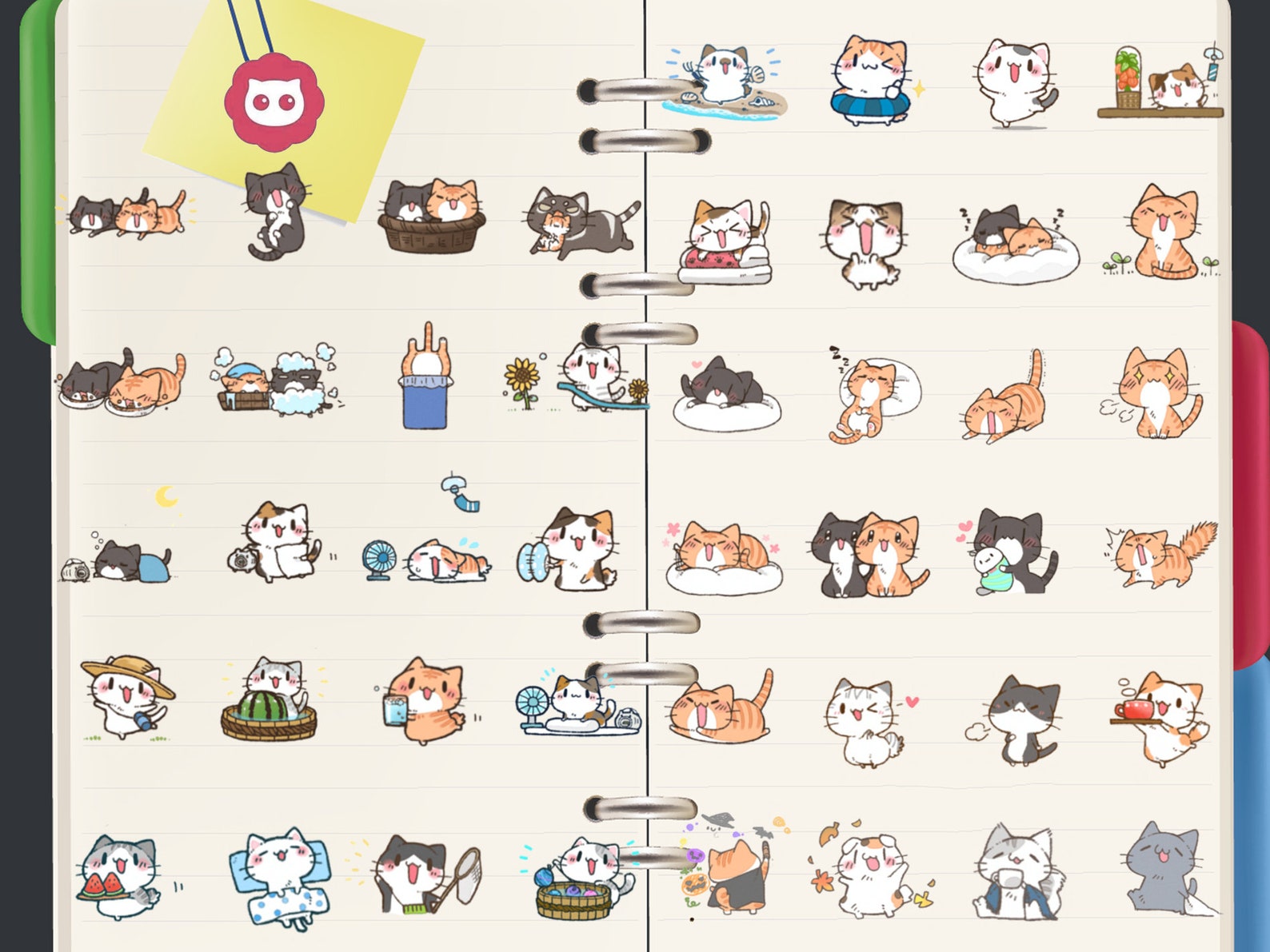 Cuddly Cat Digital Stickers Set | 320 Stickers | PNG Transparent ...