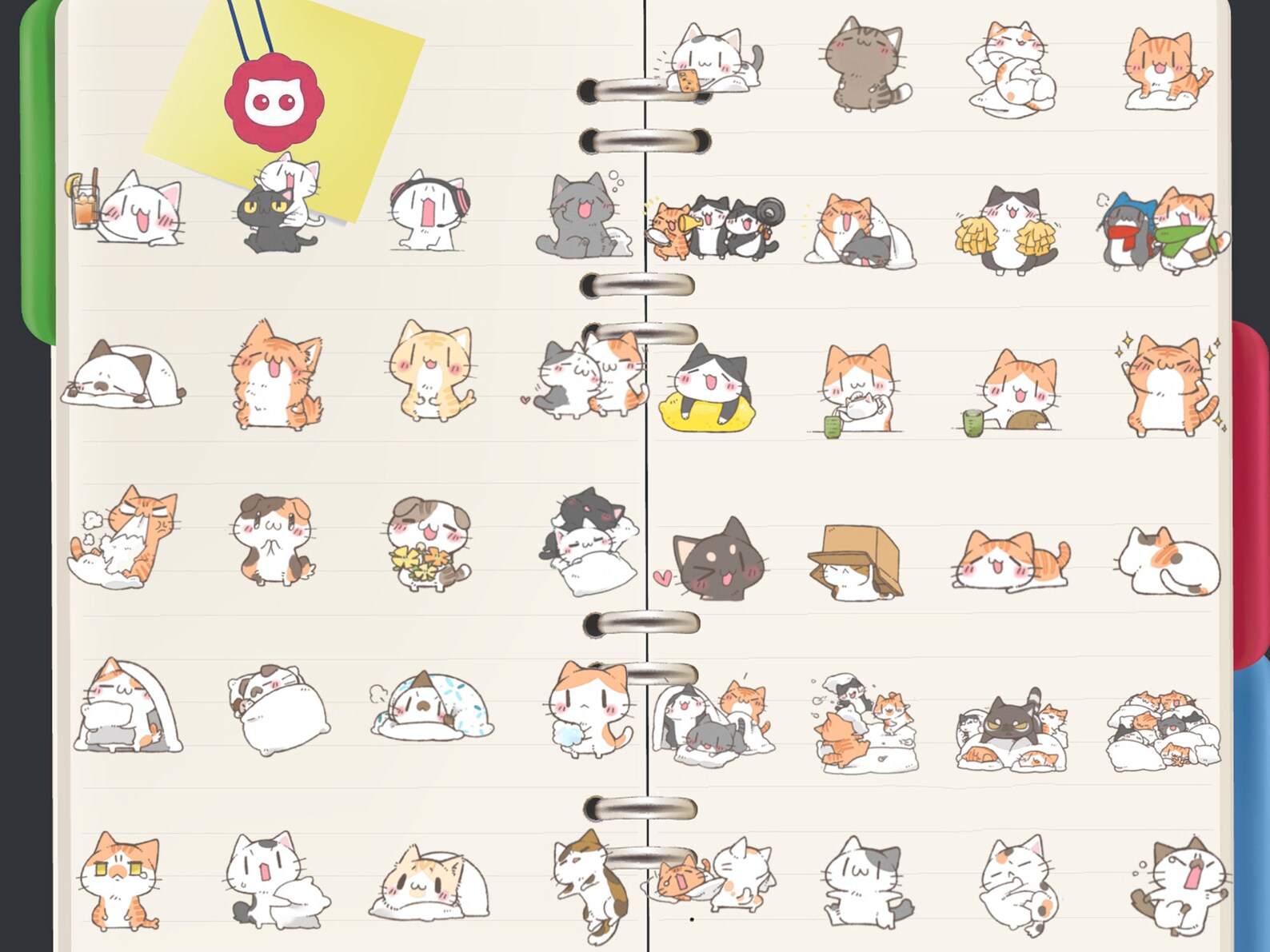 Cuddly Cat Digital Stickers Set | 320 Stickers | PNG Transparent ...