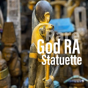 RA the God of Sun Wearing Sun Disk With a Falcon Face - Altar Statue ...
