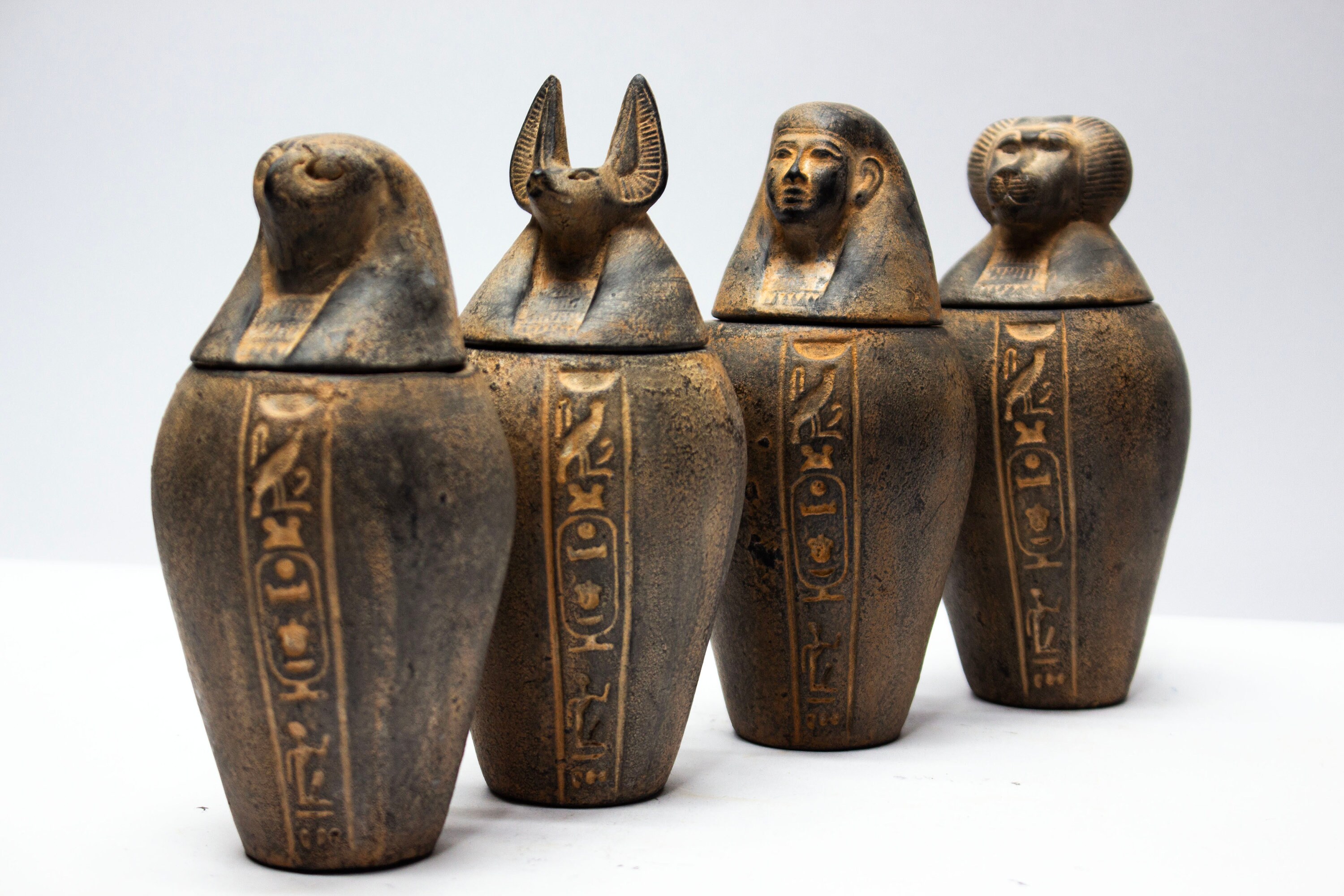 Beautiful Canopic Jars - Egyptian Jars - Handmade Canopic - Organs Jars ...