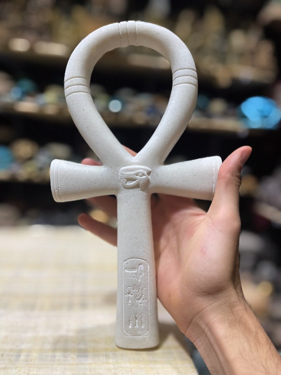 Ancient Egyptian Key of Life Ankh, Made From Alabaster Stone, White ...