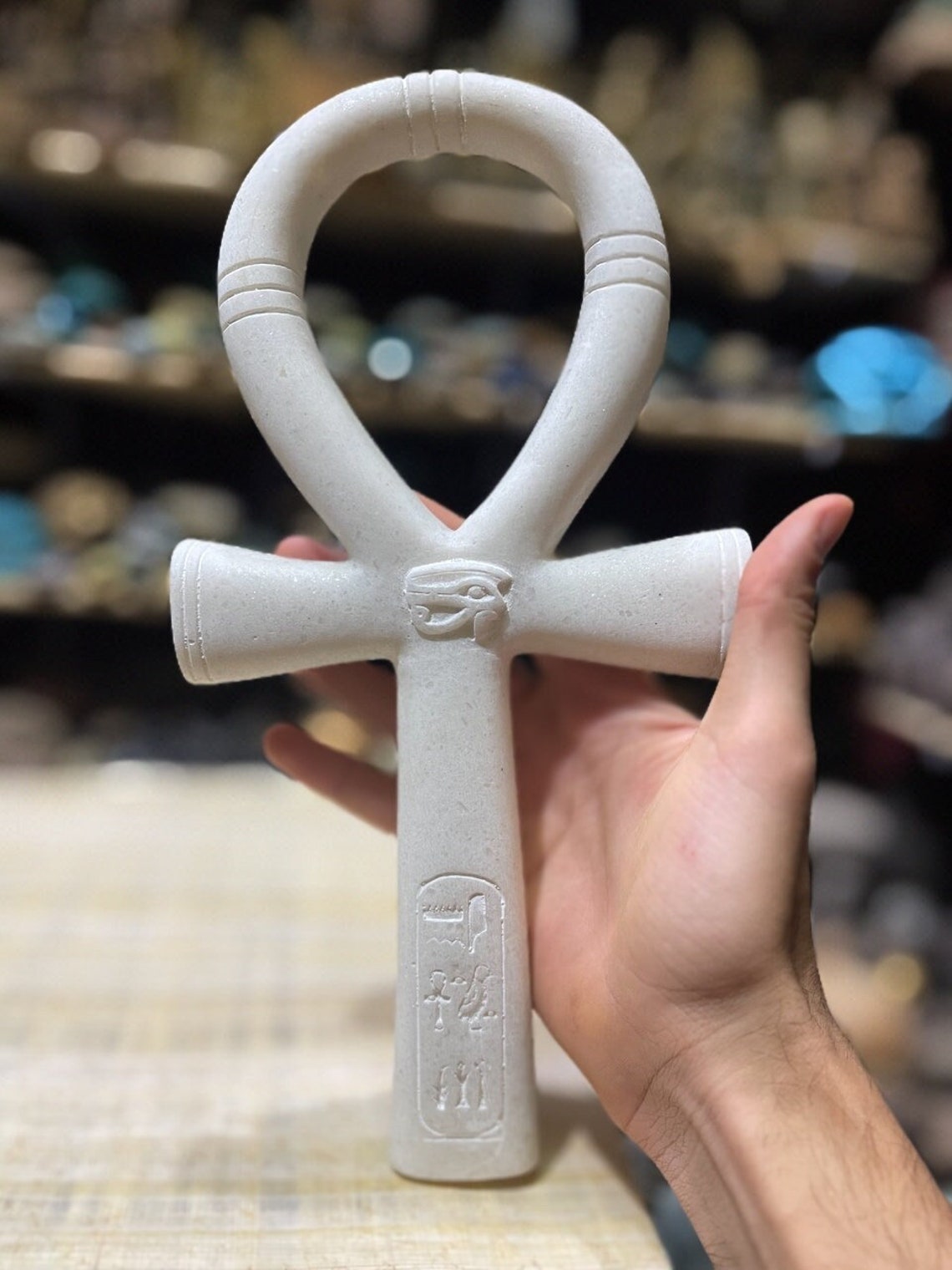Ancient Egyptian Key of Life Ankh, Made From Alabaster Stone, White ...