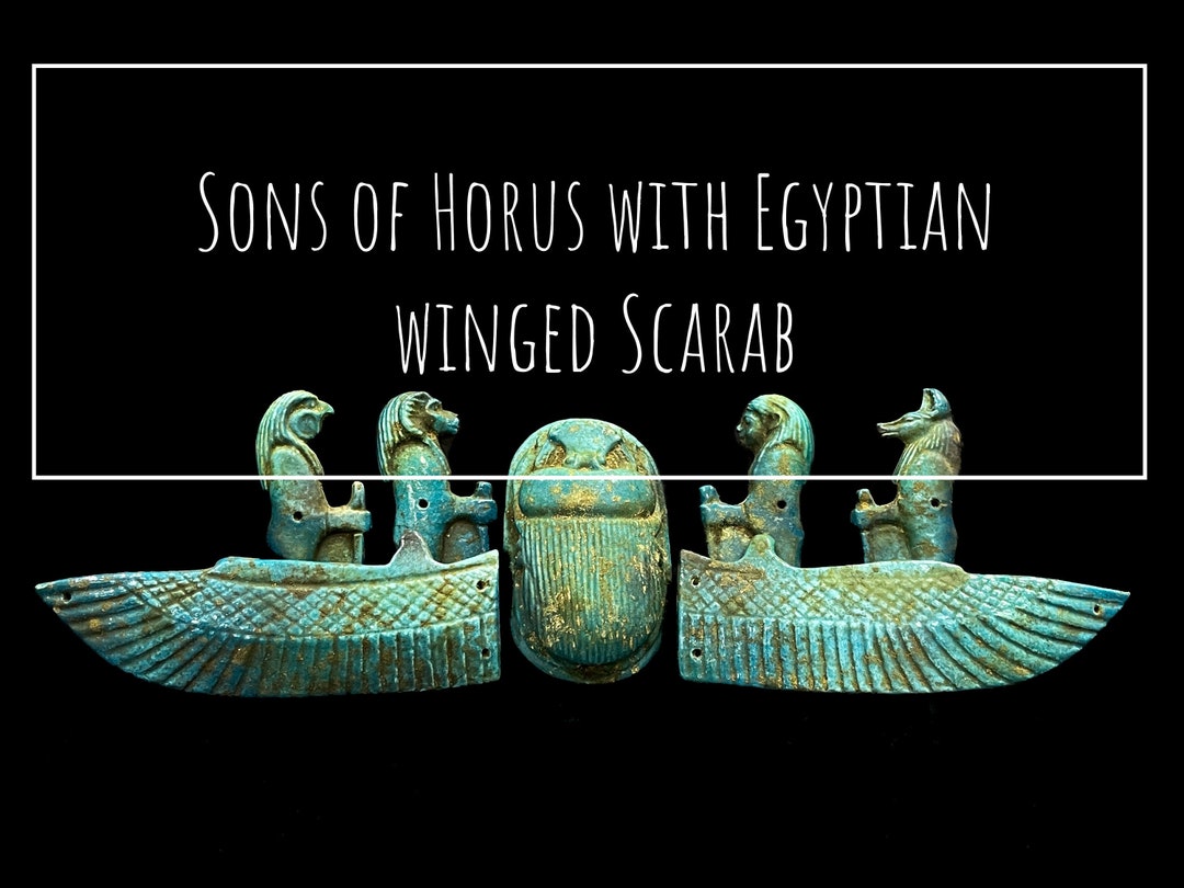Marvelous Piece of Art a Winged Scarab With Ancient Gods and Goddess ...