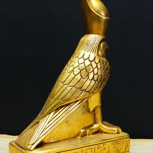 Golden Large God Horus Wearing Double Crown - Horus Statue - Falcon ...