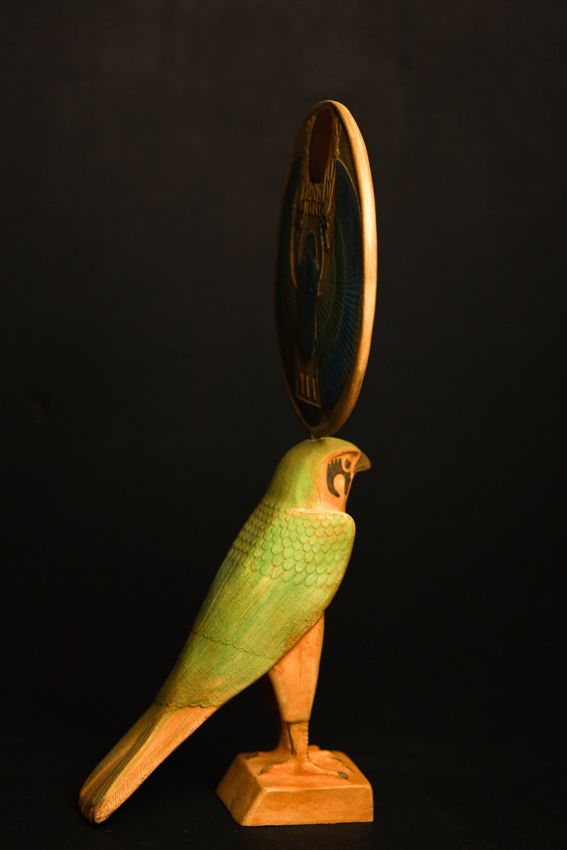 Glorious Egyptian God Horus Statue With Sun Disc and Scarab on It, God ...