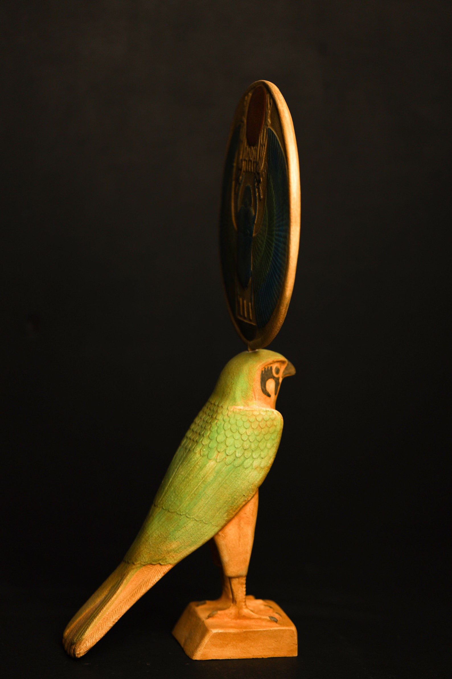 Glorious Egyptian God Horus Statue With Sun Disc and Scarab on It, God ...