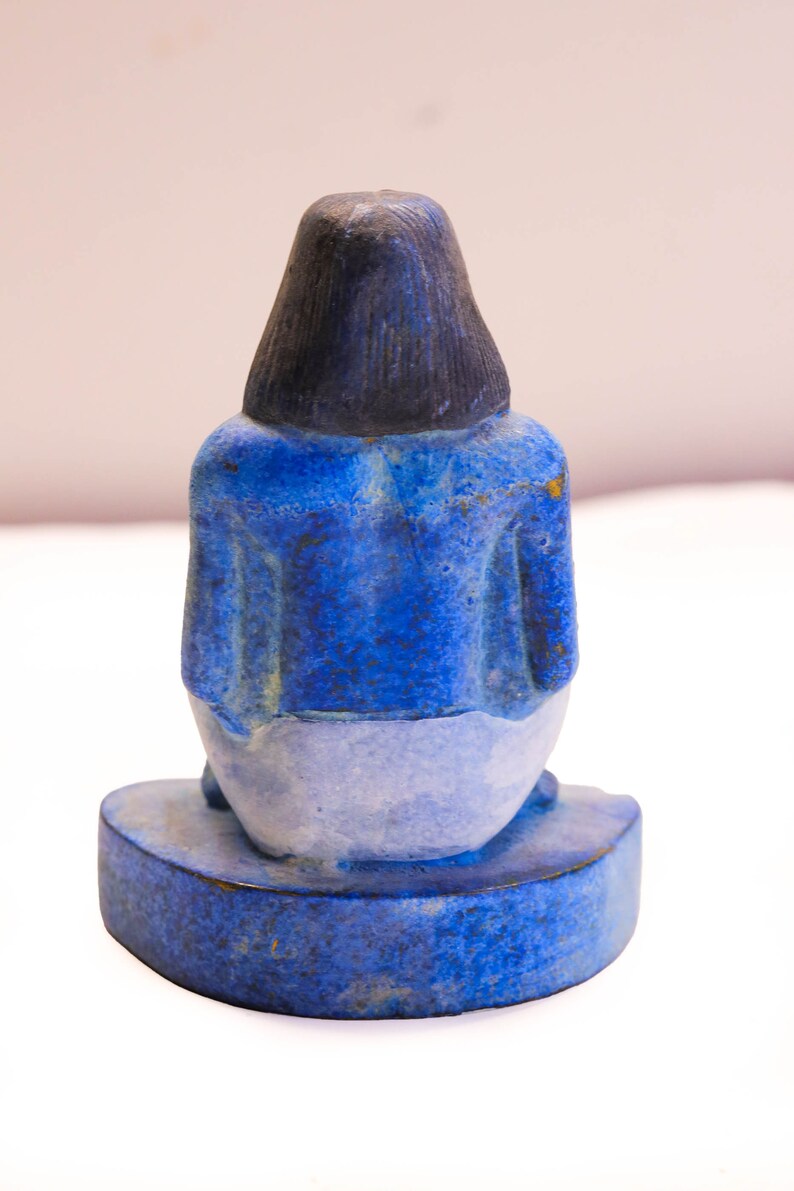 Marvelous Blue Egyptian Scribe Statue, Read and Write Figurine Statue ...