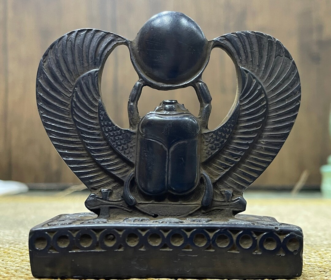 Egyptian Winged Scarab, Winged Scarab Beetle Figurine. Scarab With Sun ...