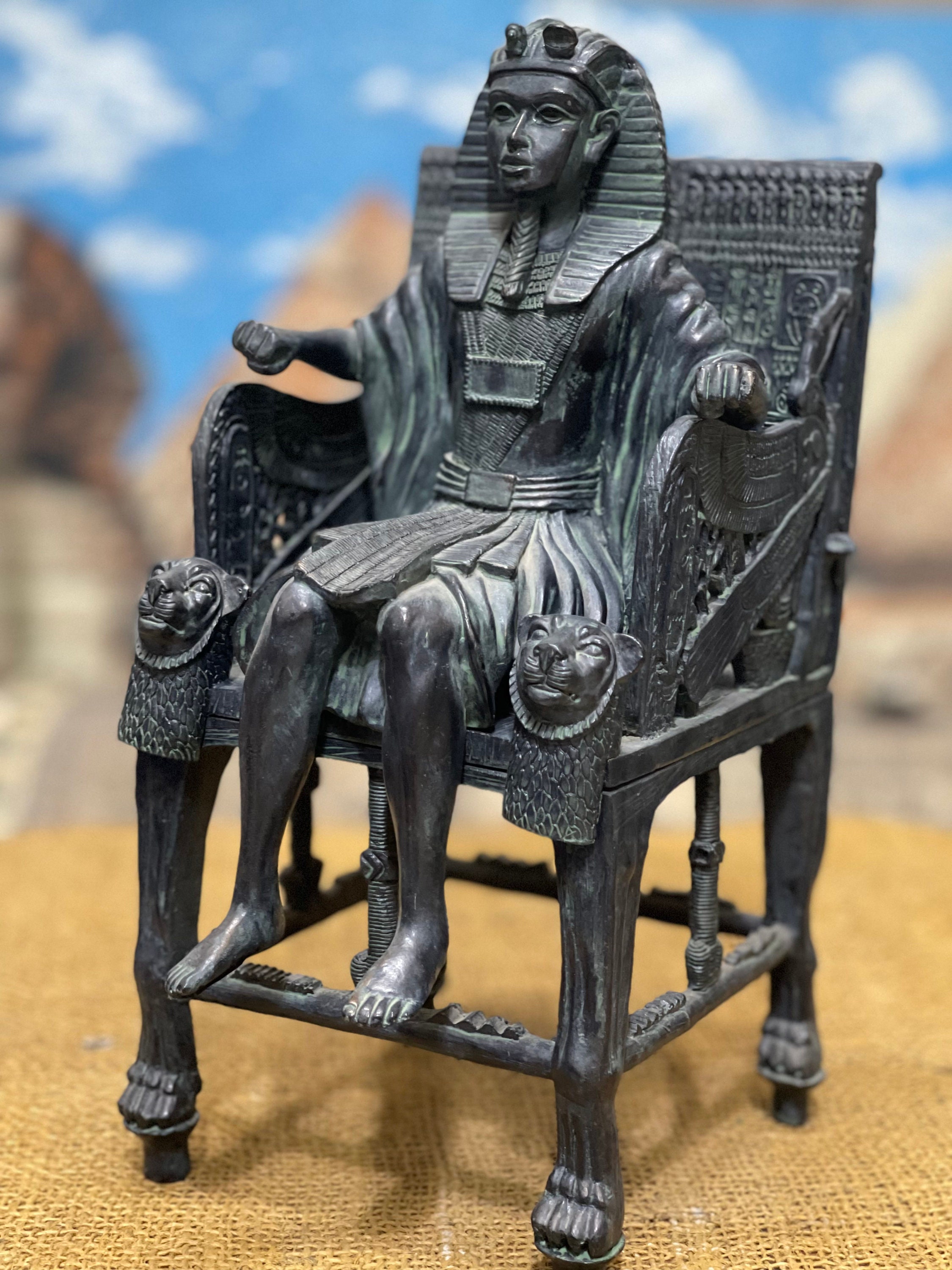 King Tutankhamun Statue King Tutankhamun Throne. - Etsy