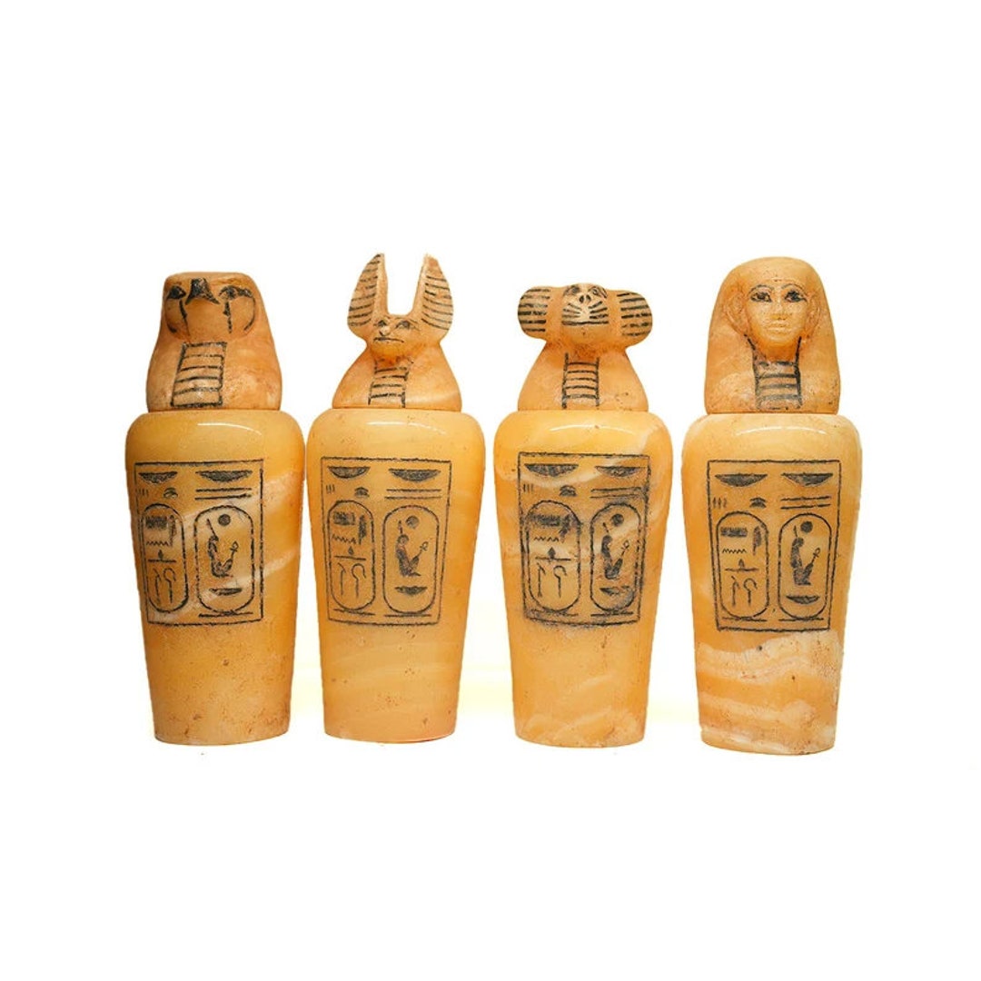 Ancient Egyptian Canopic Jars, Set of 4 Egyptian Ancient Canopic Jars ...