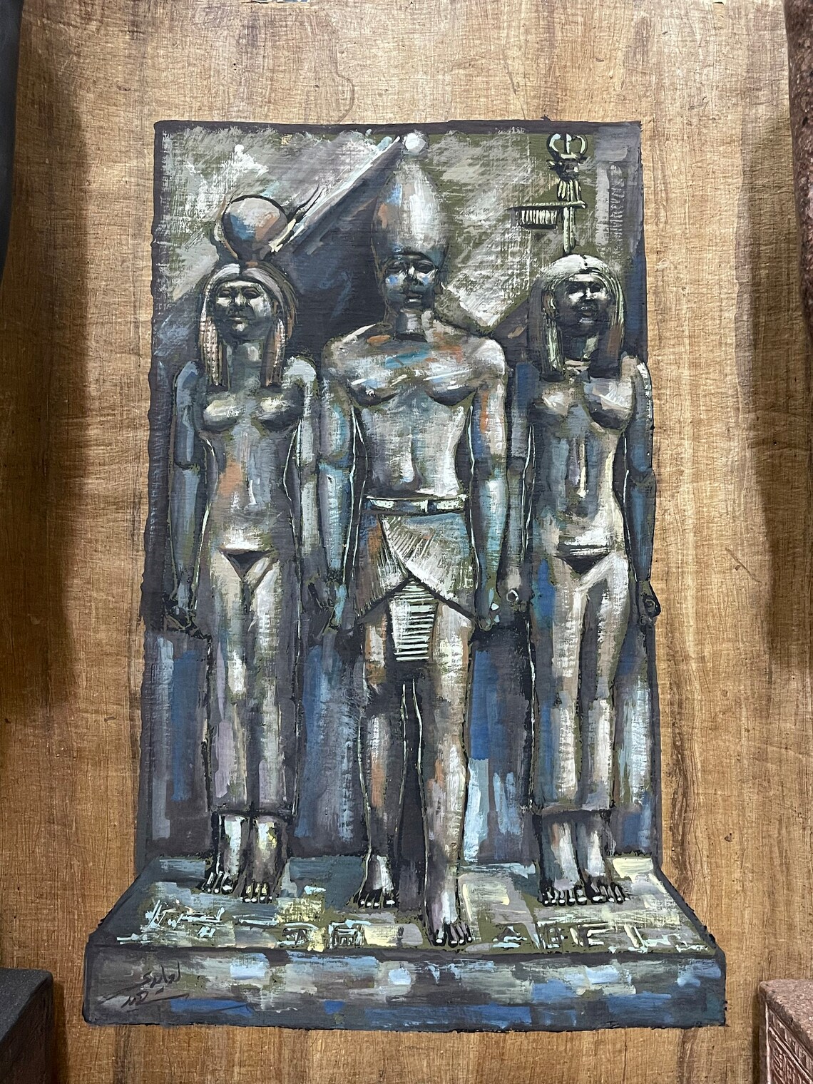 The Triad of Menkaure Papyrus Art Drawing With Natural Colors - Made in ...