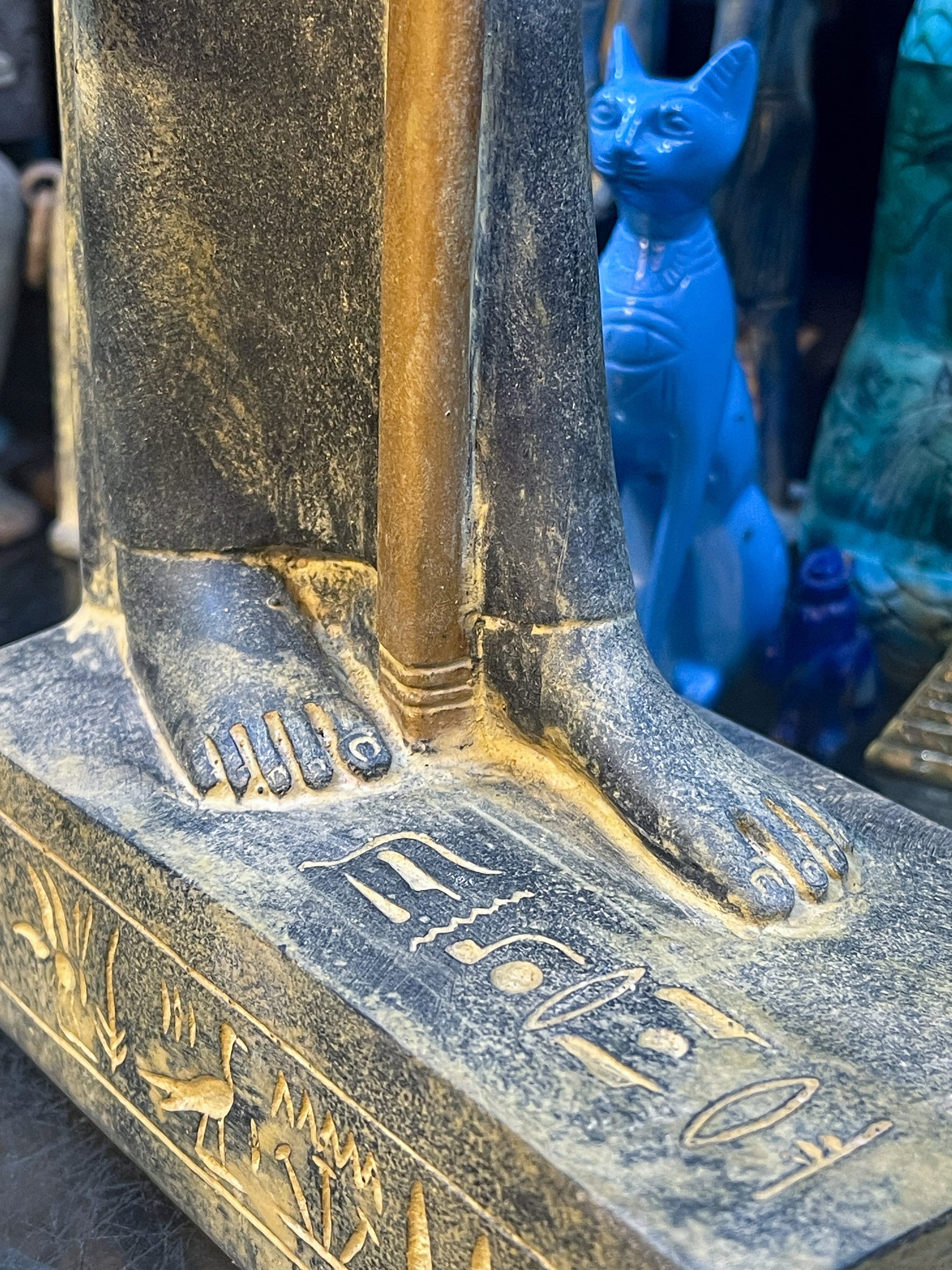 RA the God of Sun Wearing Sun Disk With a Falcon Face - Altar Statue ...