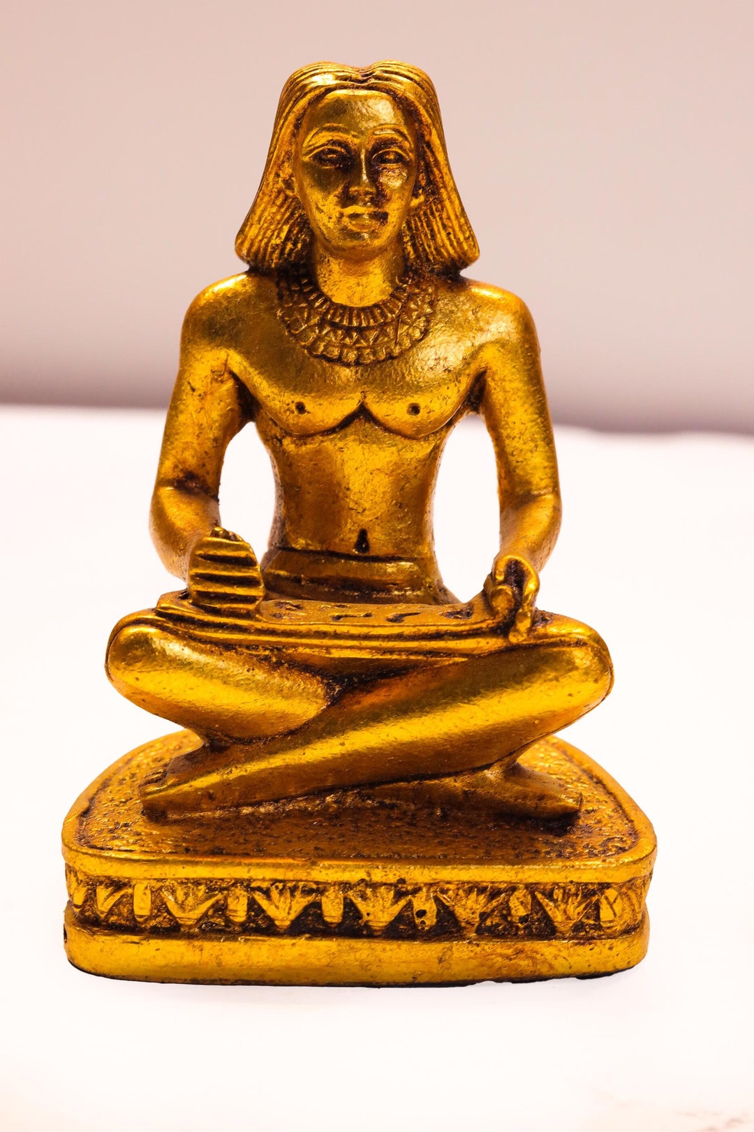 Gold Egyptian Scribe Statue, Read and Write Figurine Statue in Ancient ...