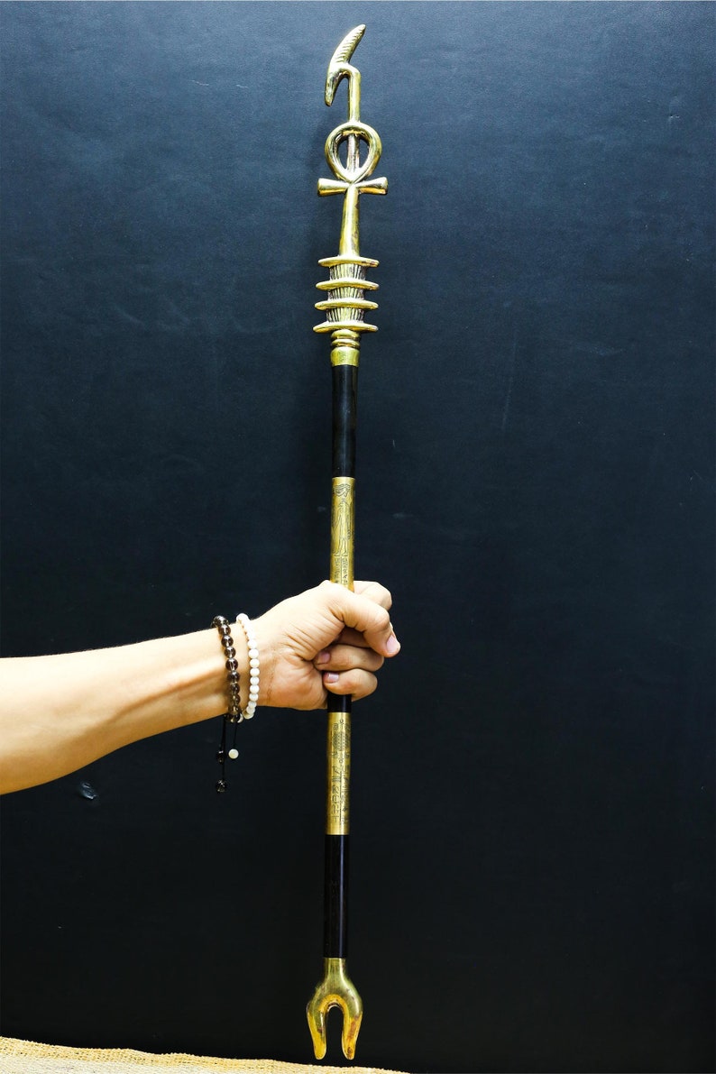Large Scepter With Ankh (key of Life) - Djed of Osiris - Was-scepter ...