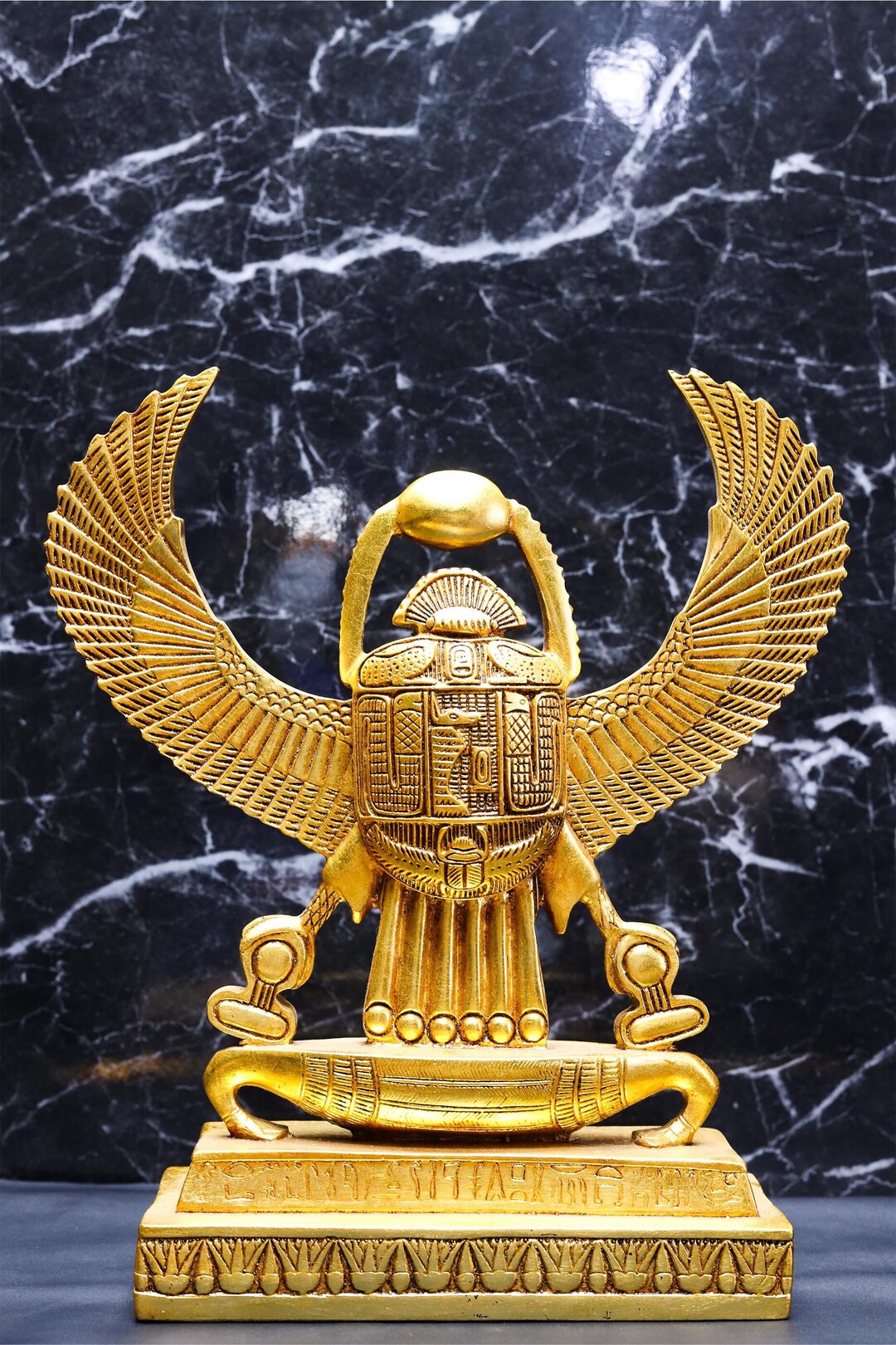 Egyptian Winged Scarab, Winged Scarab Beetle Figurine. Scarab With Sun ...