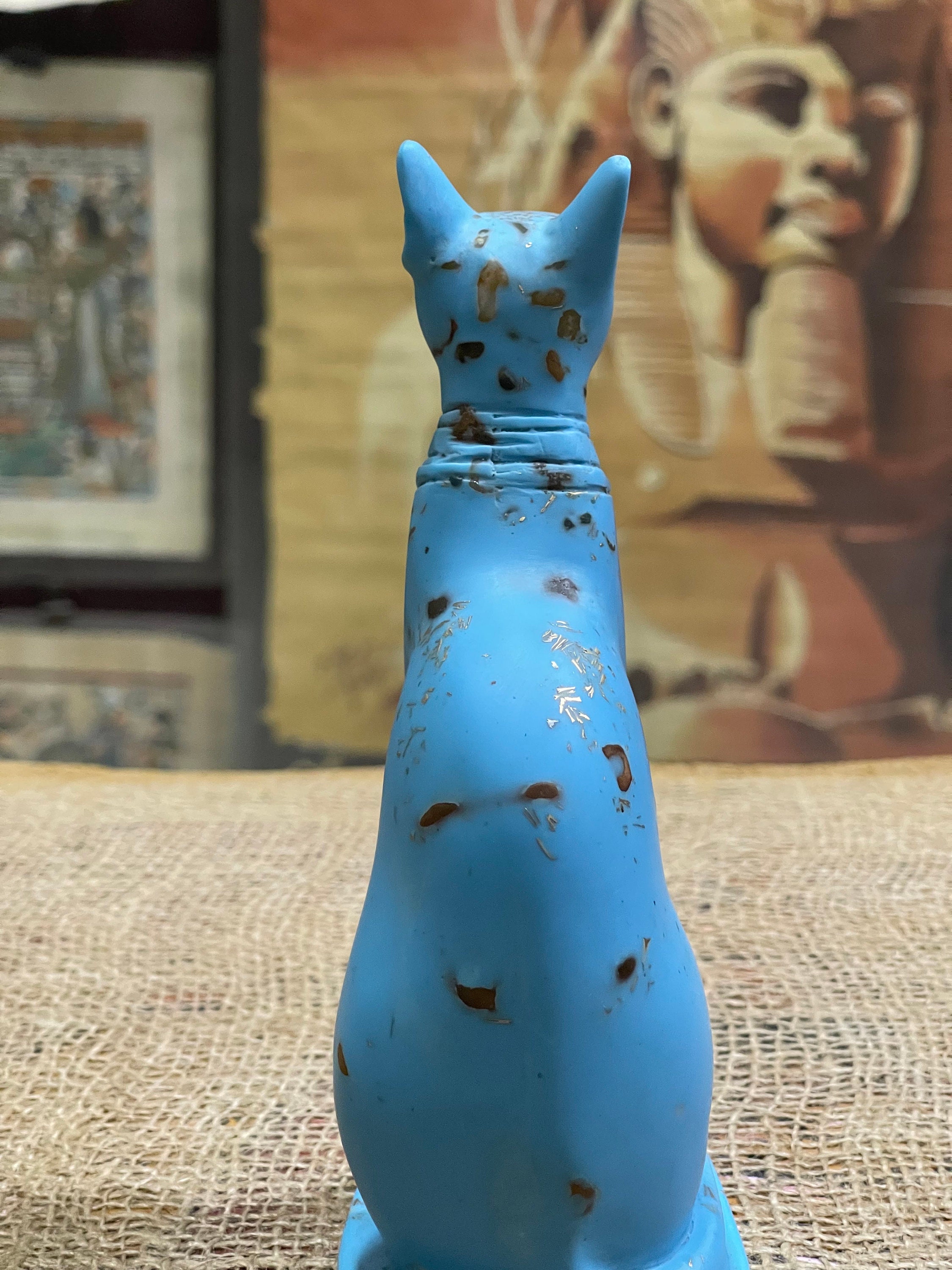 Egyptian Bastet Cat Statue, Bastet Statue, Egyptian Blue Bastet Cat ...
