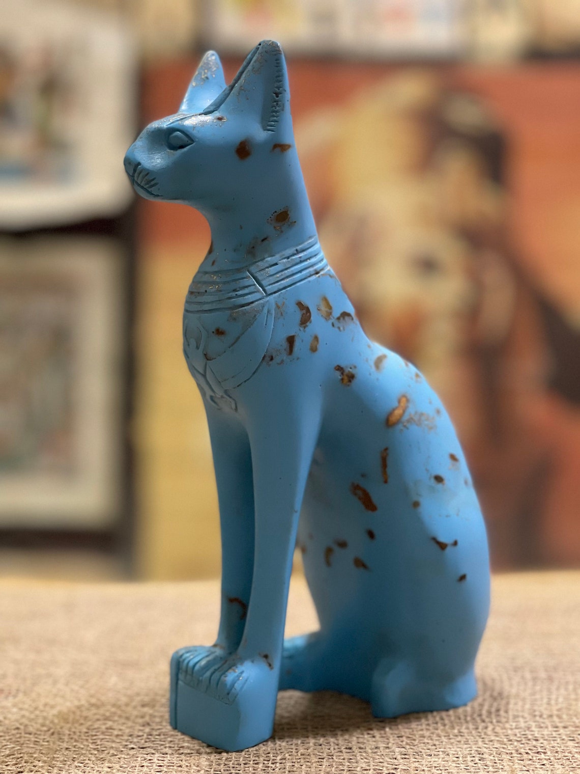 Egyptian Bastet Cat Statue Bastet Statue Egyptian Blue - Etsy