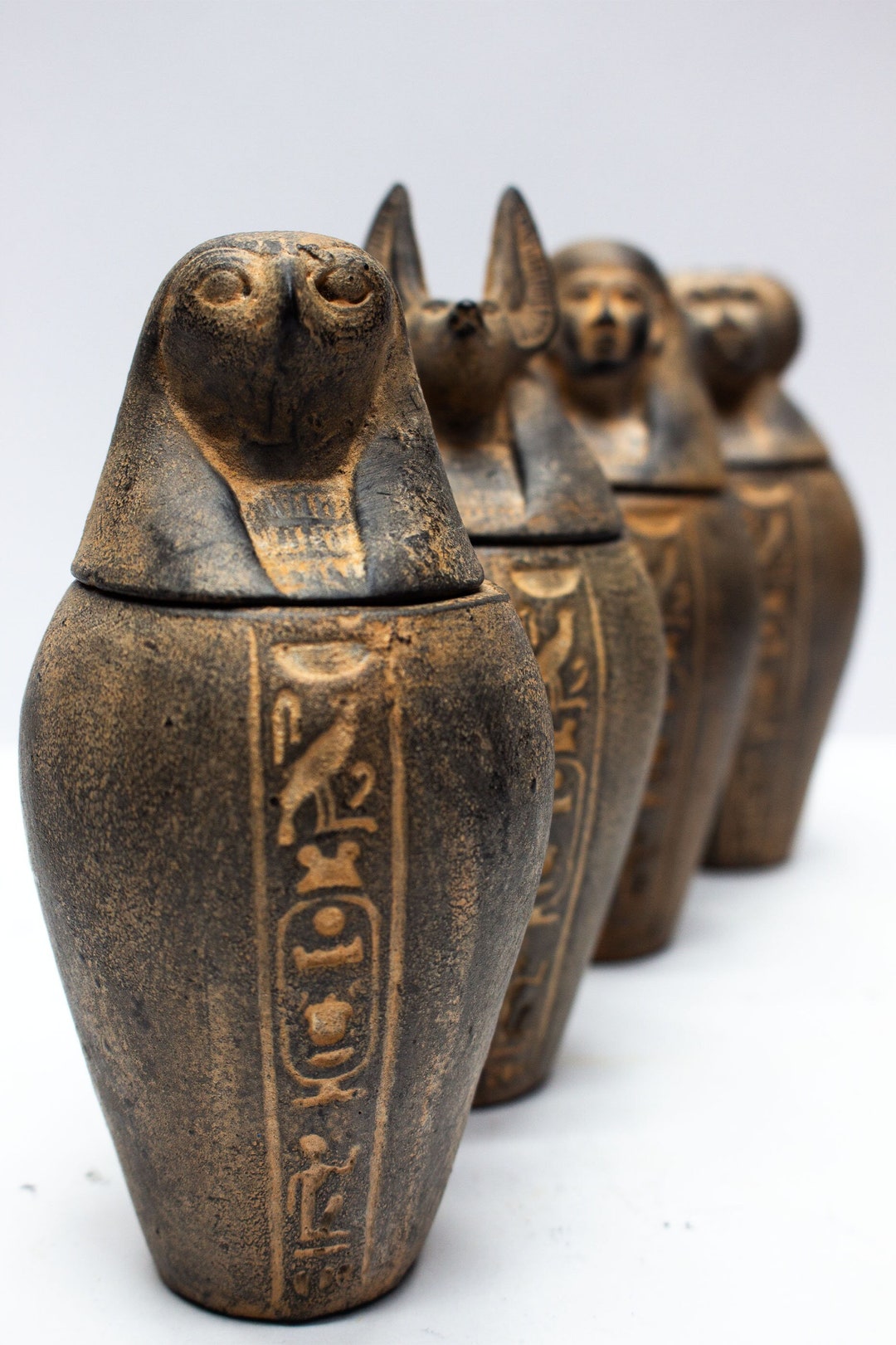 Beautiful Canopic Jars - Egyptian Jars - Handmade Canopic - Organs Jars ...