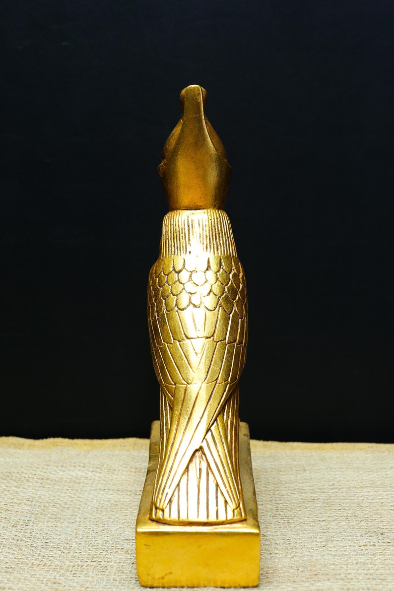 Golden Large God Horus Wearing Double Crown - Horus Statue - Falcon ...