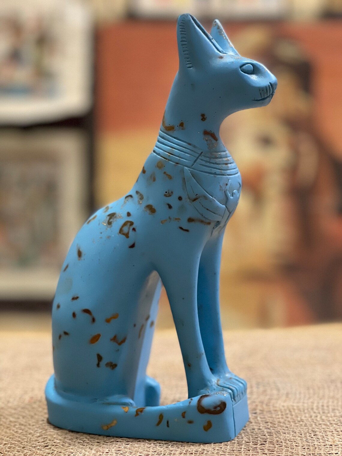 Egyptian Bastet Cat Statue Bastet Statue Egyptian Blue - Etsy