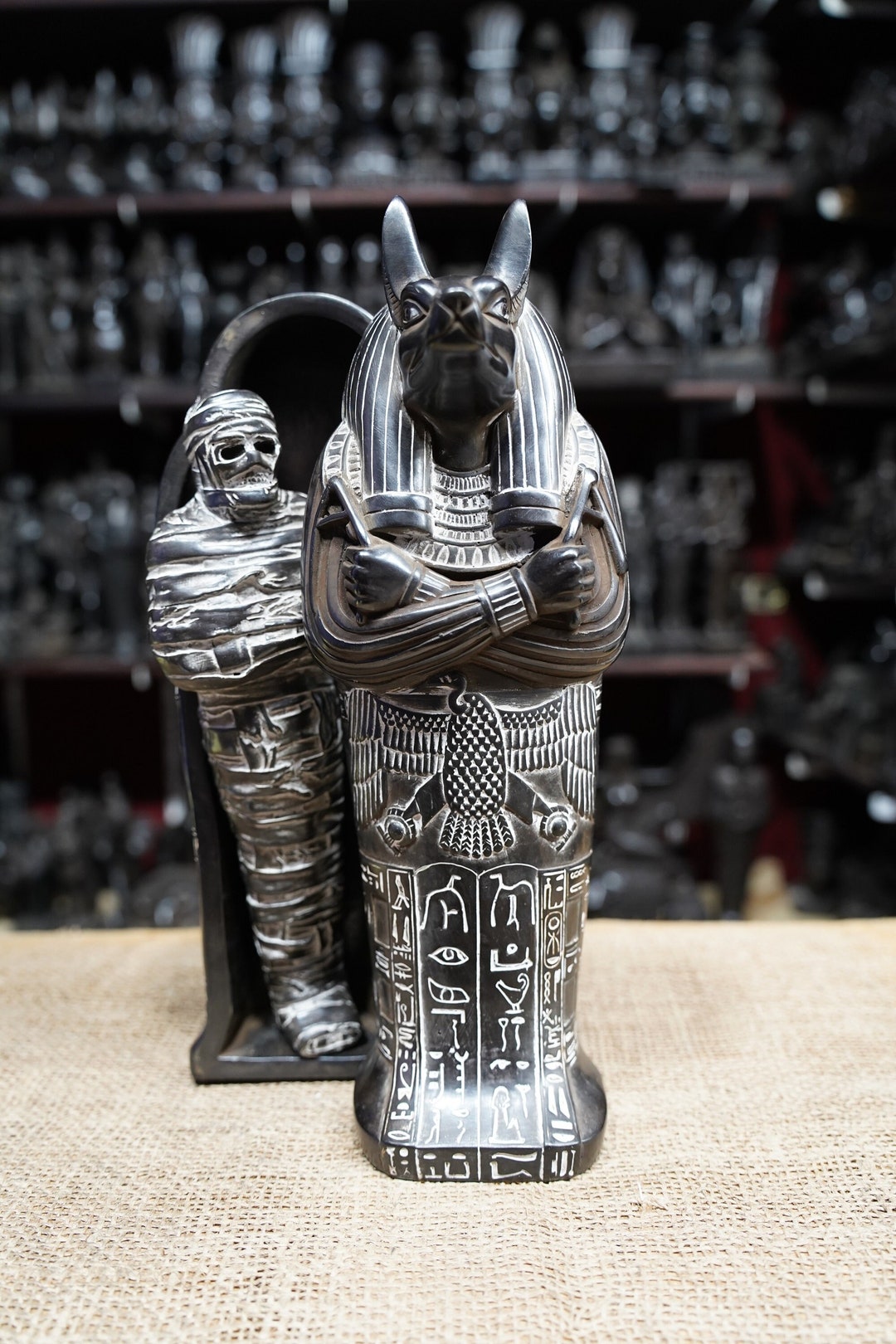 Ancient Egyptian God Anubis Coffin With the Egyptian Mummy Inside It ...