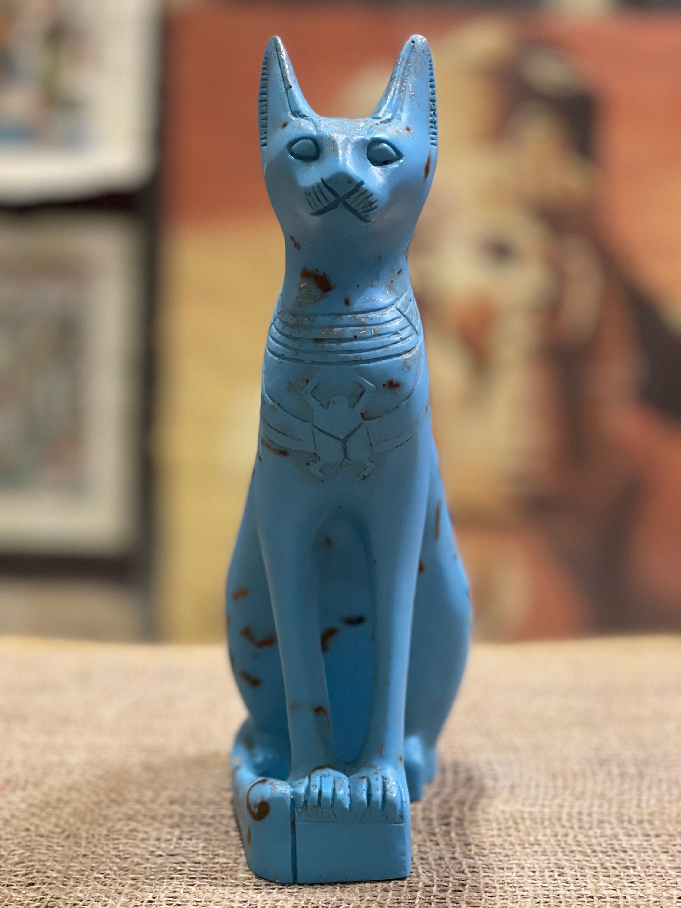 Egyptian Bastet Cat Statue Bastet Statue Egyptian Blue - Etsy UK