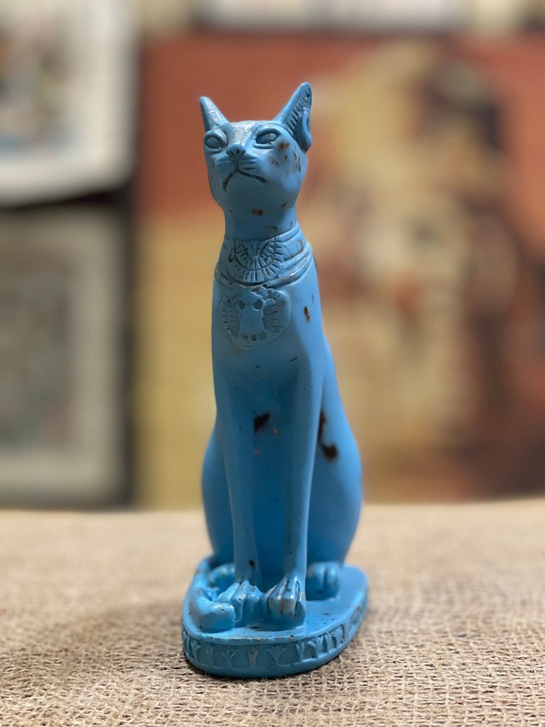 Egyptian Bastet Cat Statue Bastet Statue Egyptian Blue - Etsy