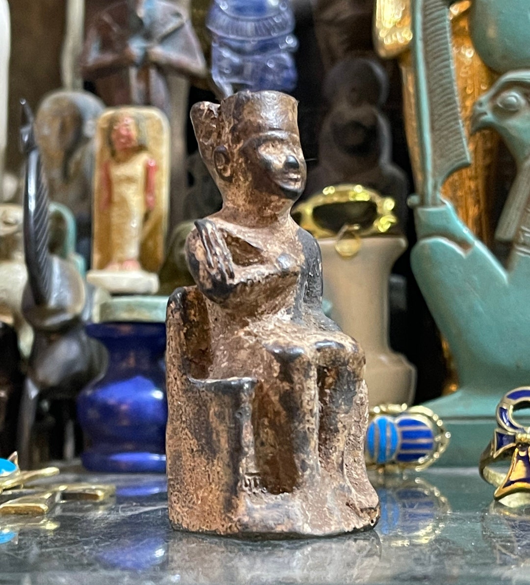 Pharaoh Khufu, the Great Pyramid Builder, Replica Khufu Statue ...