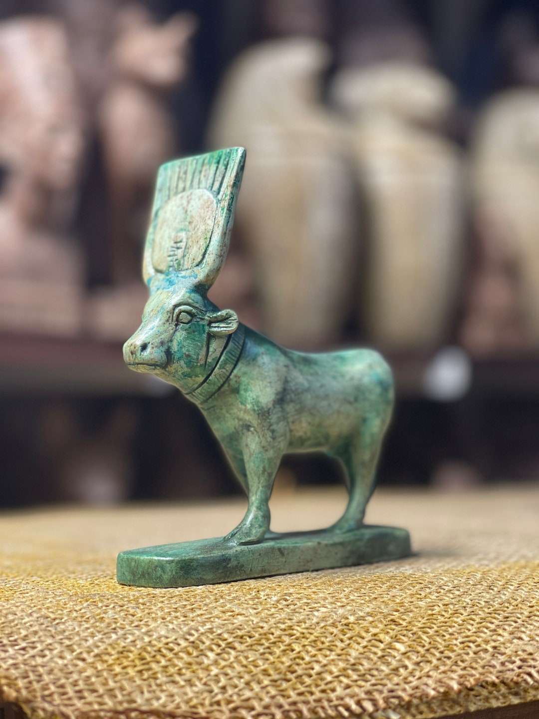 Egyptian Goddess Hathor, Hathor Face With Cow Shape. Hand Carved Hathor ...