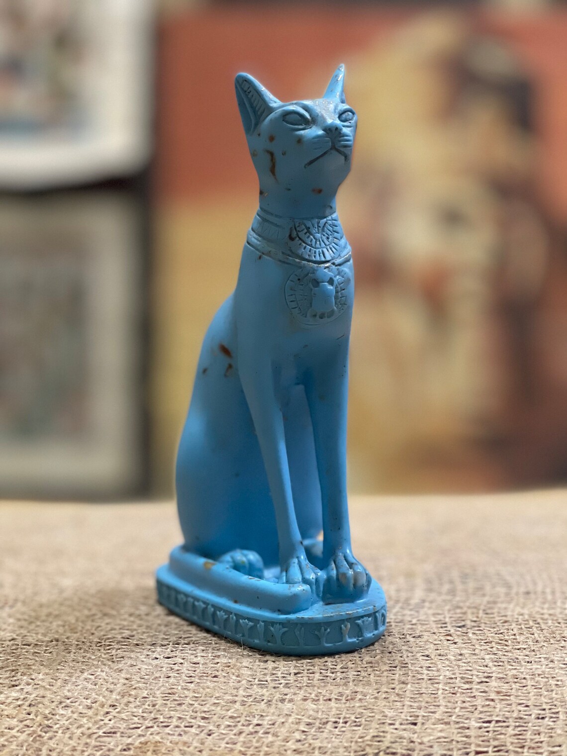 Egyptian Bastet Cat Statue Bastet Statue Egyptian Blue - Etsy