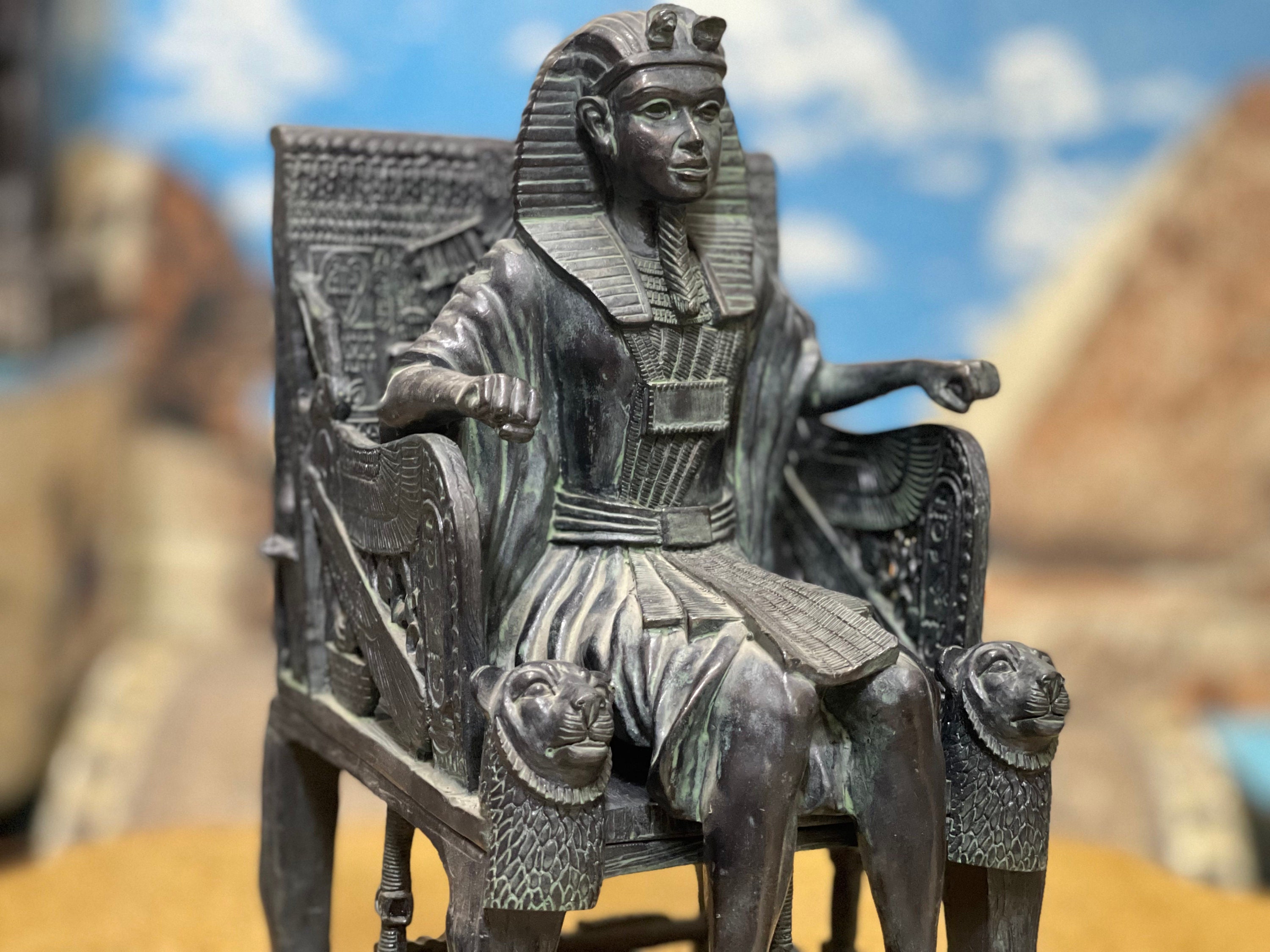 King Tutankhamun Statue King Tutankhamun Throne. - Etsy