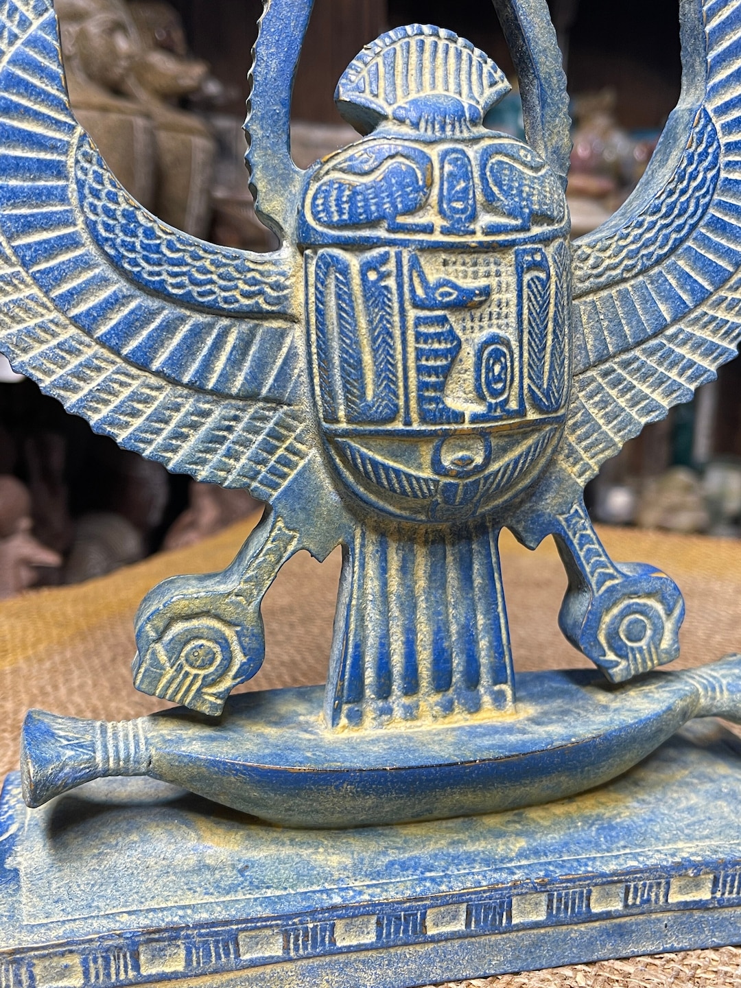 Egyptian Winged Scarab, Winged Scarab Beetle Figurine. Scarab With Sun ...