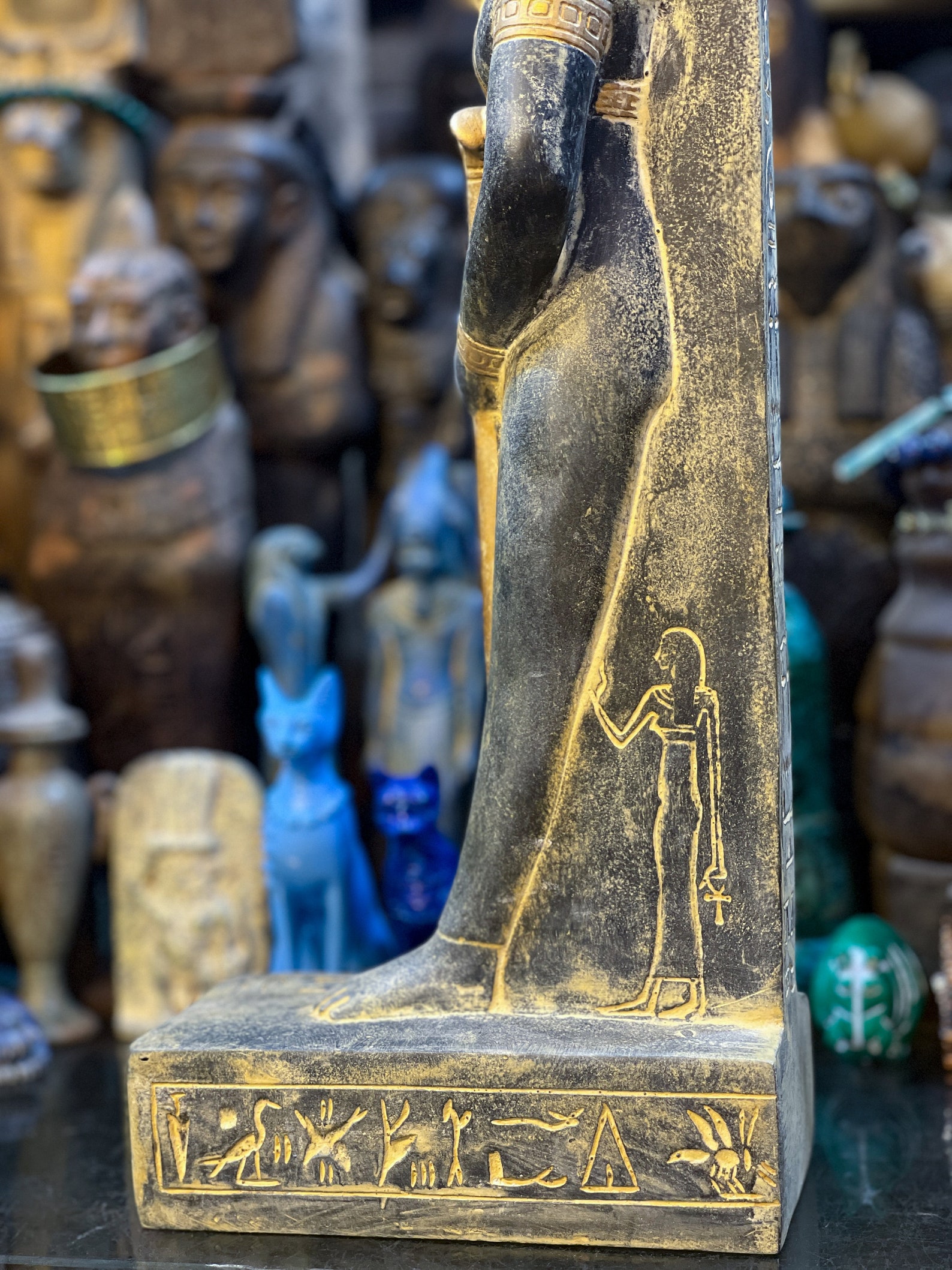 RA the God of Sun Wearing Sun Disk With a Falcon Face - Altar Statue ...