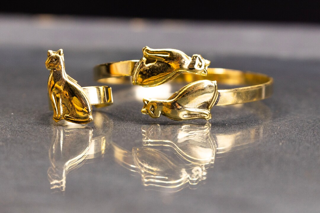 Amazing Egyptian Jewelry Set With Bastet Ring and Bastet Bracelet ...